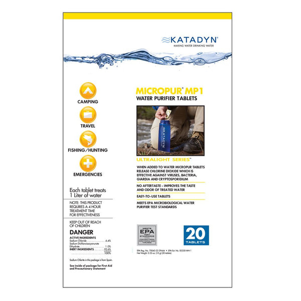 Katadyn Micropur MP1 Water Purifier Tablets (Package of 20) – Kit Fox ...